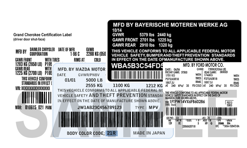 VIN Label Replacement | Replacement VIN Stickers & Vehicle Labels ...